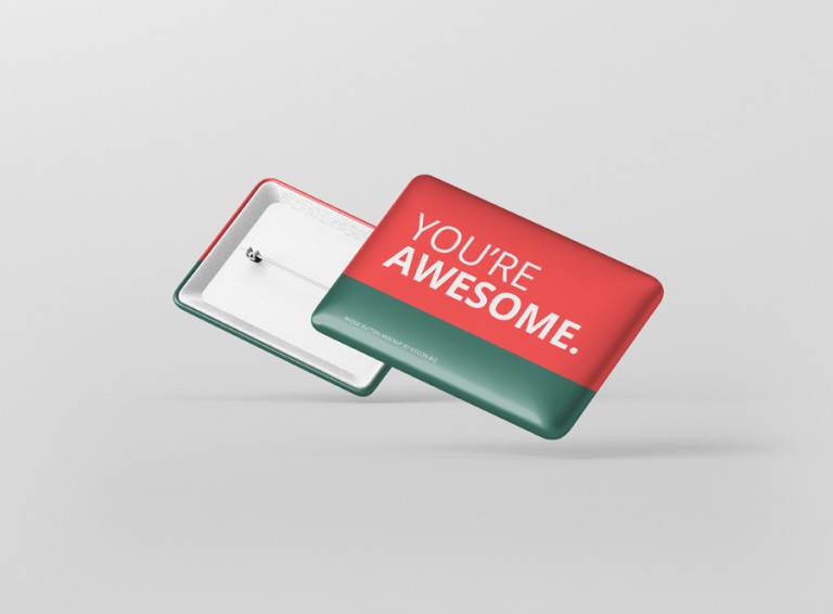 Rectangle Badge Button Mockup - Premium and Free Mockups